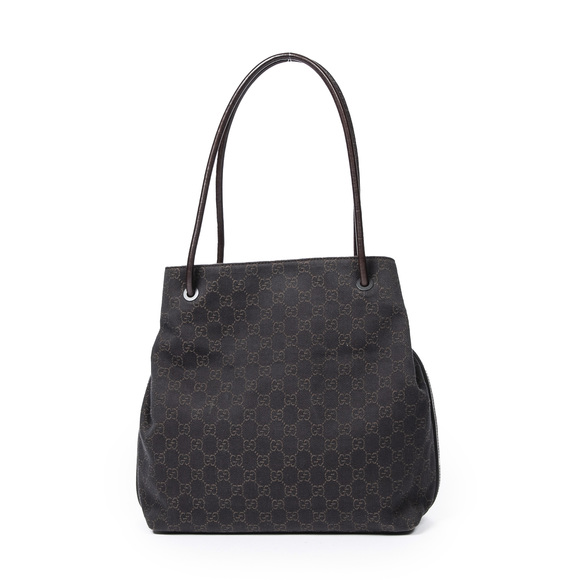 Gucci | Bags | Gucci Gifford Tote In Dark Brown Monogrammed Denim ...
